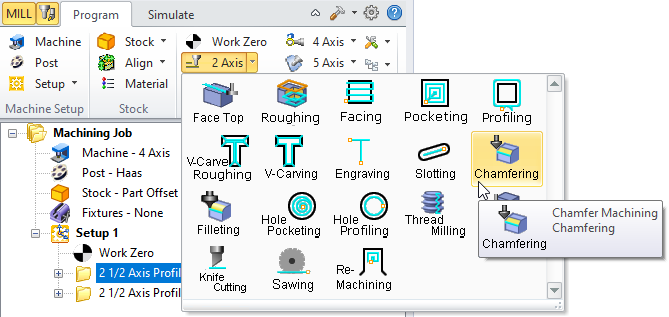 MILL Module > Creating 2½ Axis Operations > Chamfering